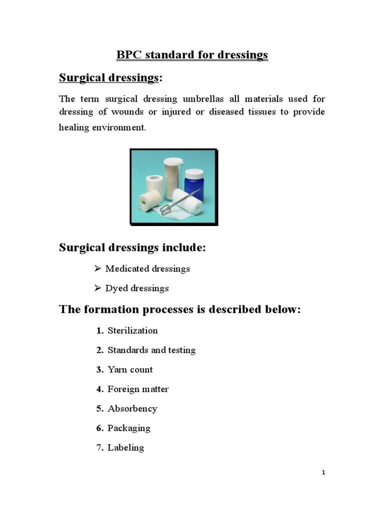 BPC Standards For Dressings | PDF | Textiles | Materials