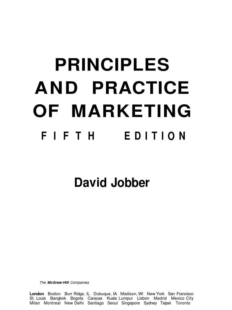 Principles A N D Practice of Marketing: David Jobber | PDF | Marketing ...