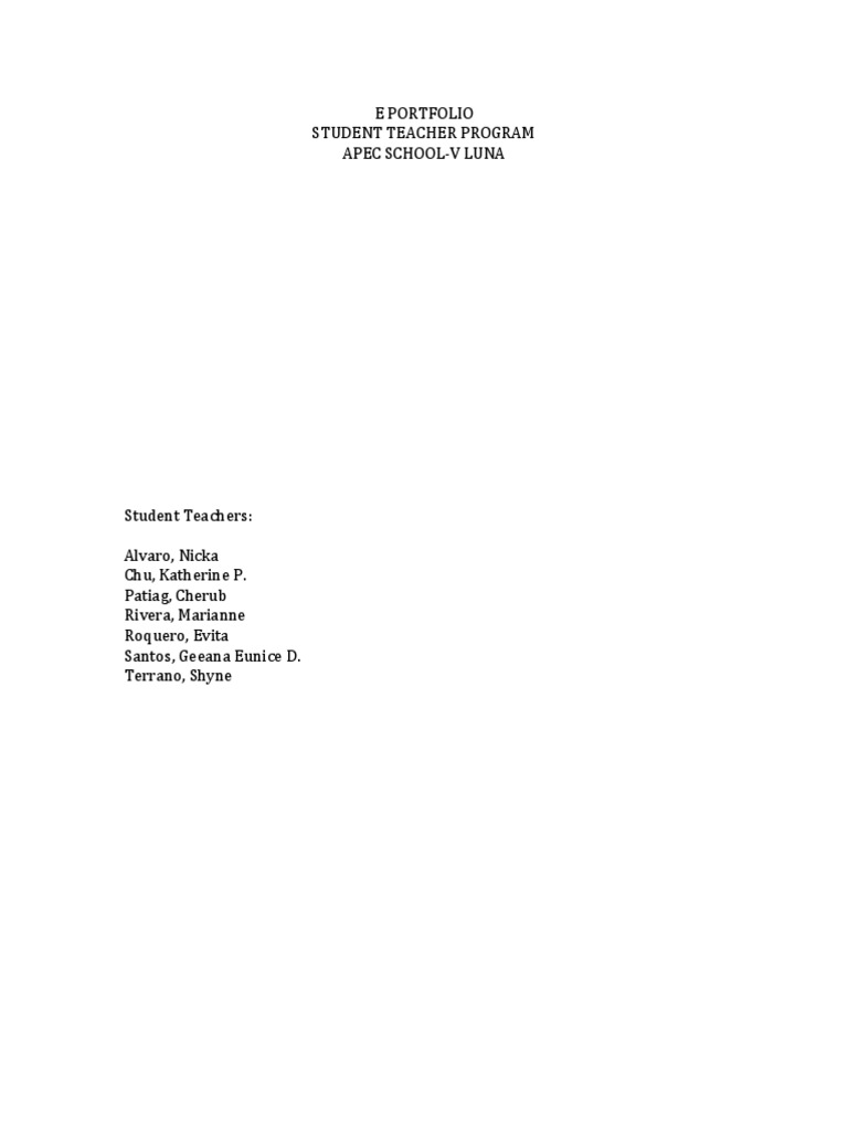 E Portfolio Format | PDF