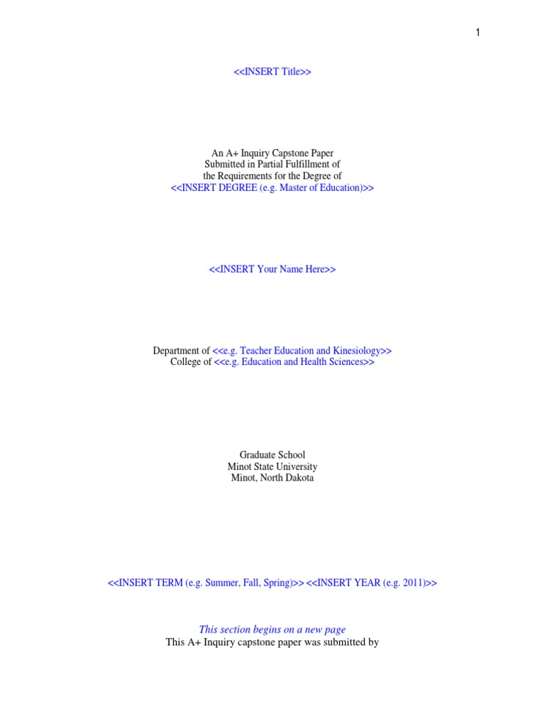 A Inquiry Capstone Final Paper Template - Ed 595 | PDF | Data | Question