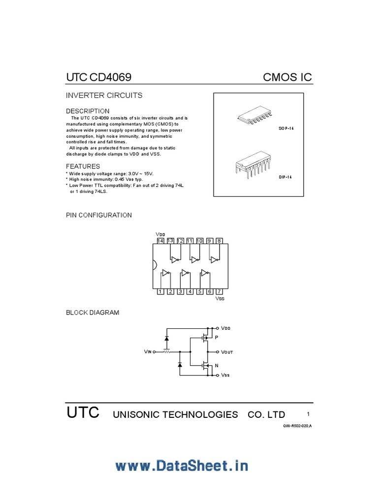 CD4069 PDF | PDF | Cmos | Electronic Circuits