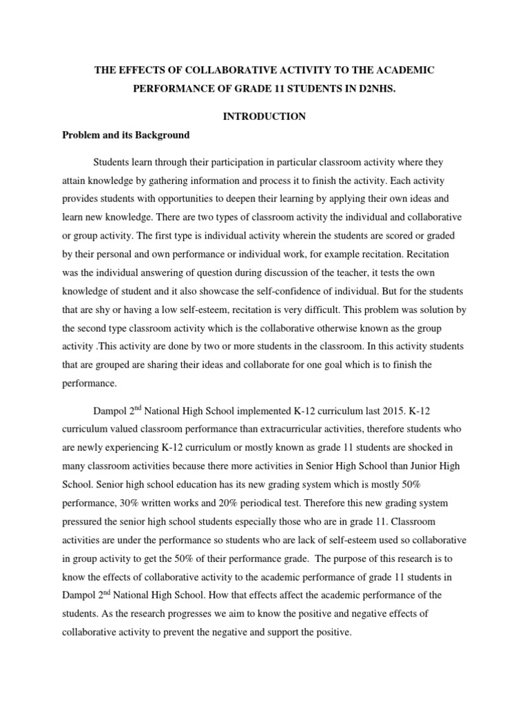 The Effects of Collaborative Activity To The Academic Performance of ...