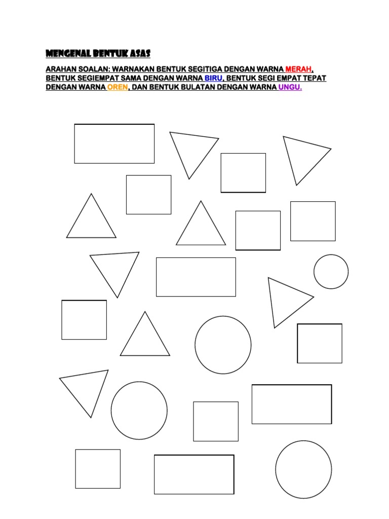 Latihan Mengenal Bentuk dan Warna | PDF | Seni & Disiplin Bahasa