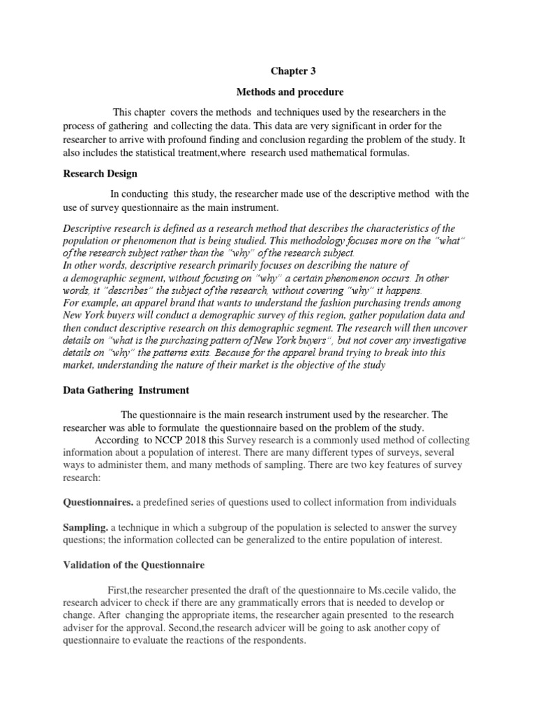 Chapter 3 | PDF | Survey Methodology | Questionnaire
