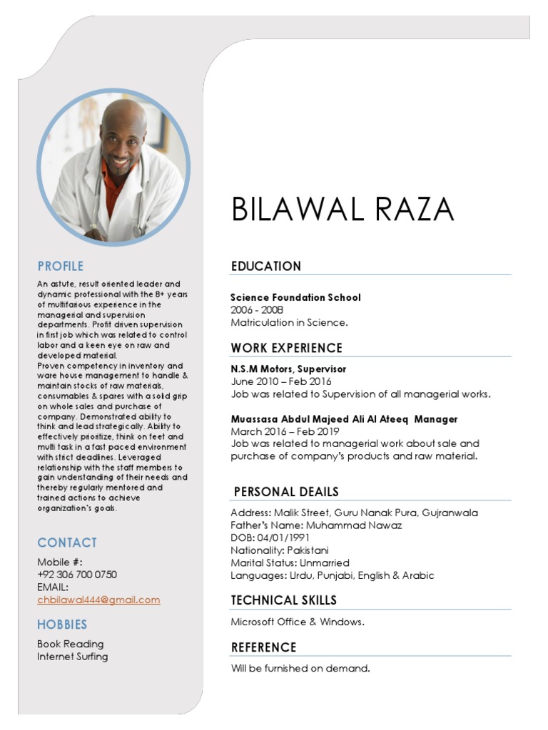 Bilawal Raza's CV | PDF | Career & Growth