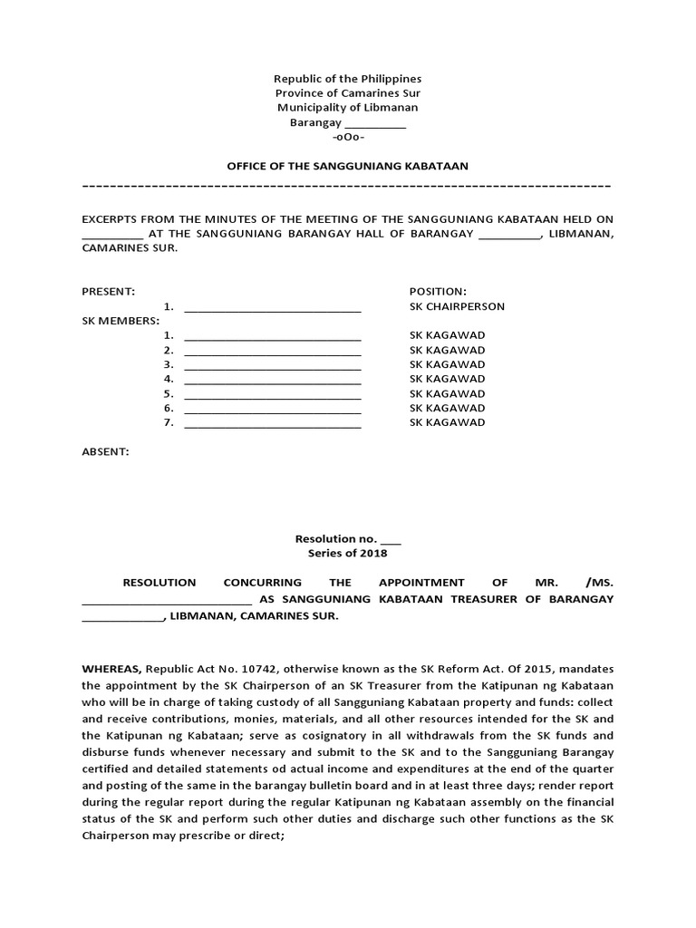 SK Resolution No. 1 | PDF | Justice | Crime & Violence