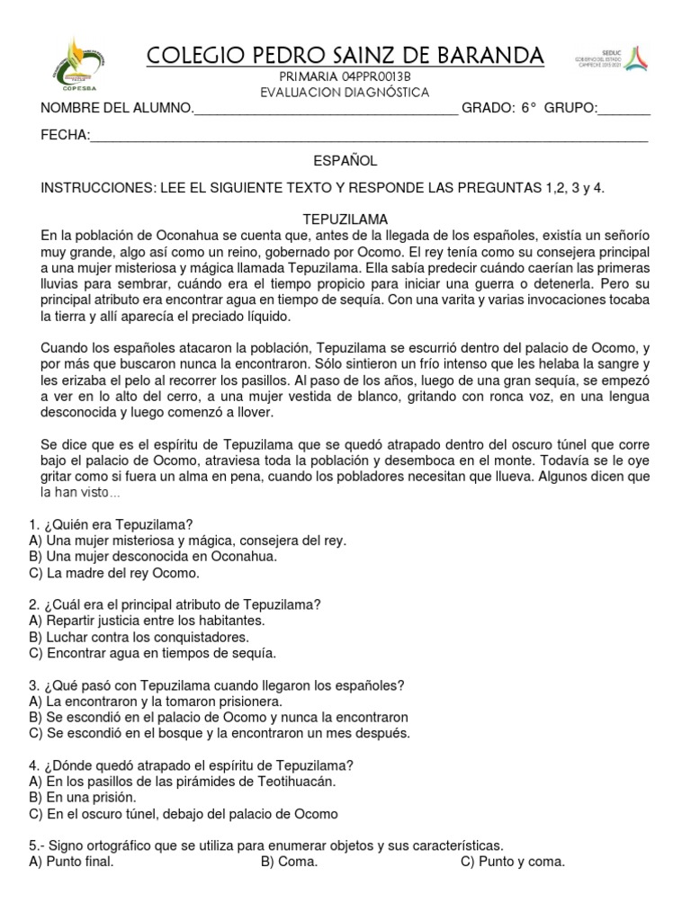 Evaluación Diagnóstica Primaria 6° | PDF | Kilogramo | Ecosistema