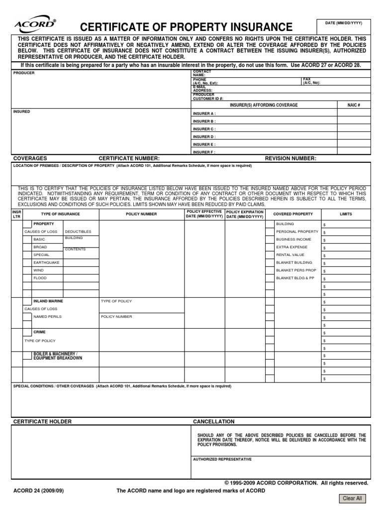 Certificate of Property Insurance PDF | PDF | Insurance | Property