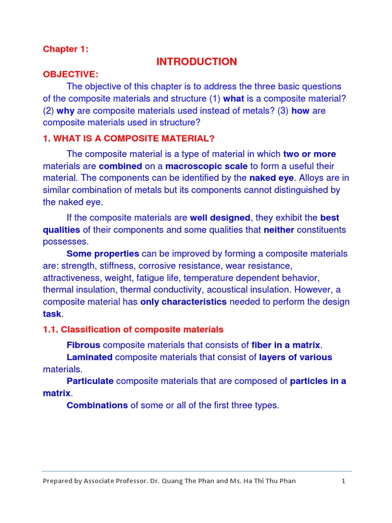Lecture Note of Chapter 1 | PDF | Composite Material | Young's Modulus