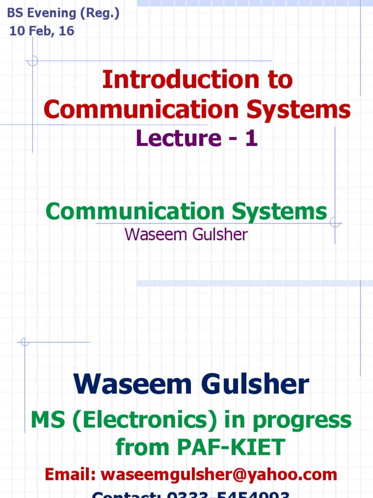 Introduction To Communication Systems: Lecture - 1 | PDF | Transmitter | Radio