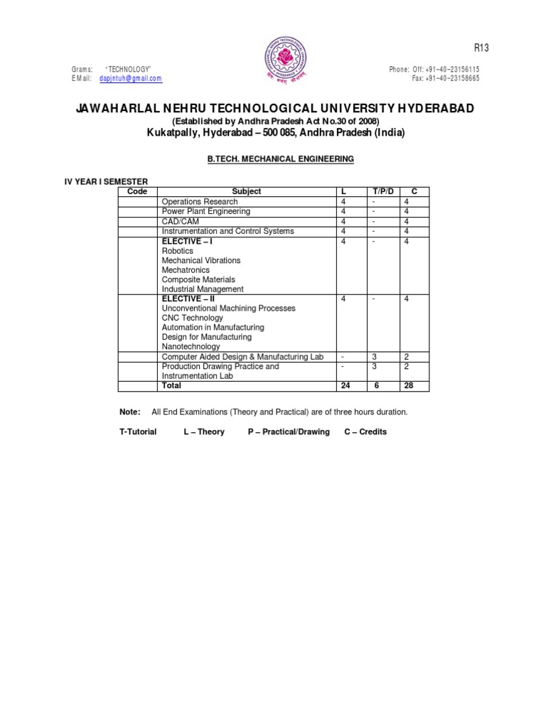 JNTUH 4-1-MECH-R13-Syllabus PDF | PDF
