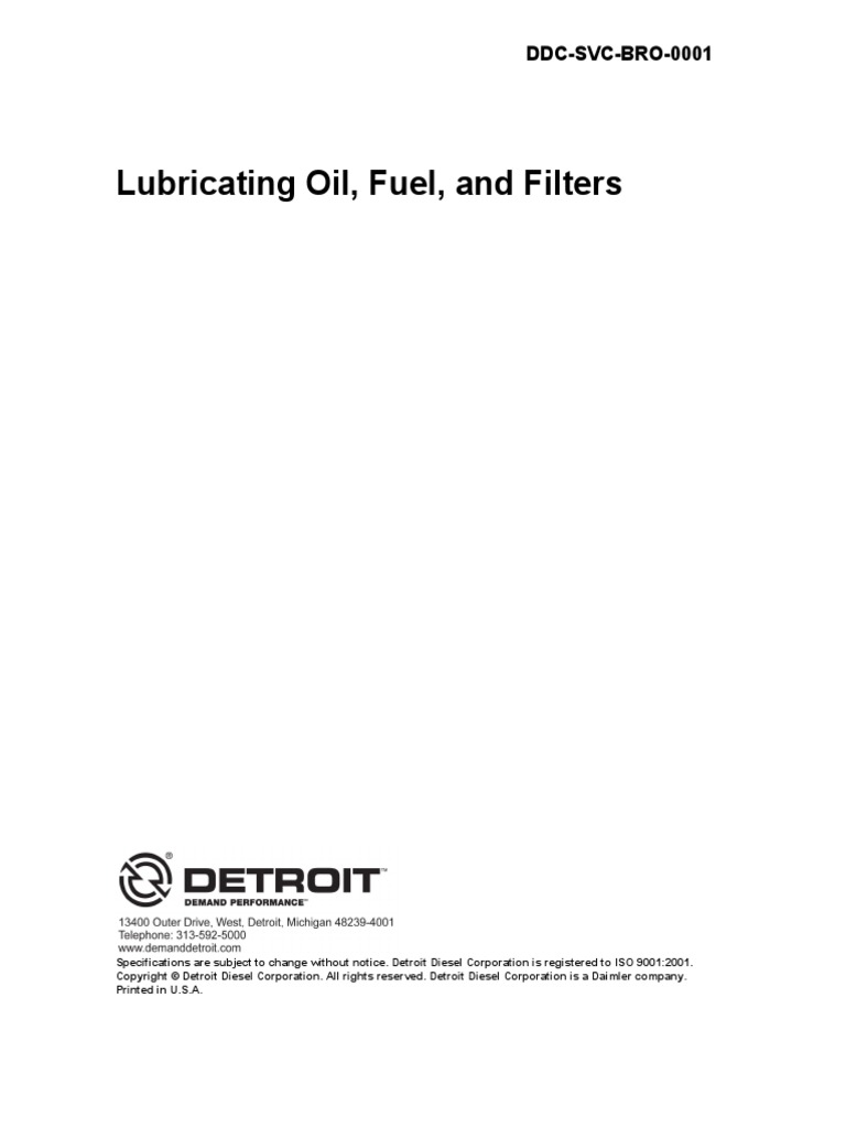 Especificaciones de Lubricantes y Combustibles para Motores Detroit ...