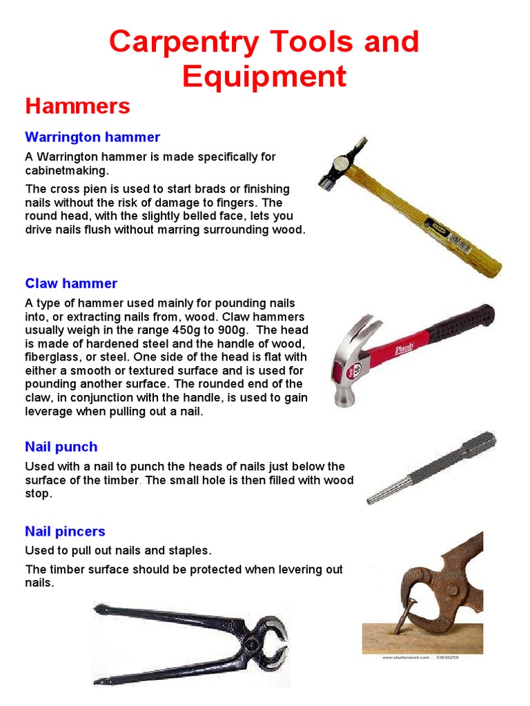 Essential Carpentry Tools Overview | PDF | Paint | Drilling