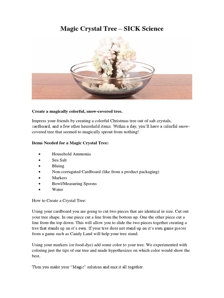 Magic Crystal Tree - SICK Science: Create A Magically Colorful, Snow ...