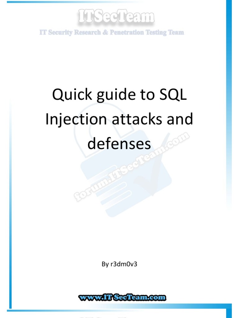 Quick Guide To SQL Injection Attacks and Defenses - English | PDF ...