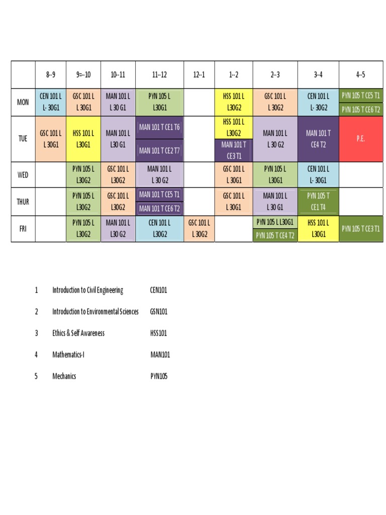 Time Table PDF | Download Free PDF | Nature