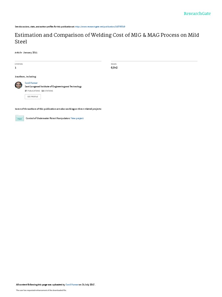 Estimation of Mag | PDF | Welding | Construction