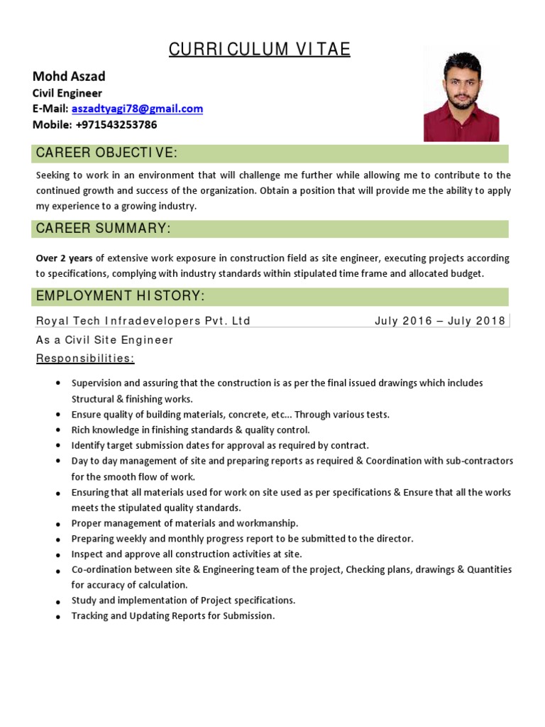 Civil Engineer CV Autocad | PDF | Specification (Technical Standard ...