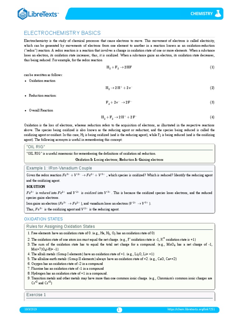 Electrochemistry Basics: + 2 HF H F | PDF | Redox | Electrochemistry