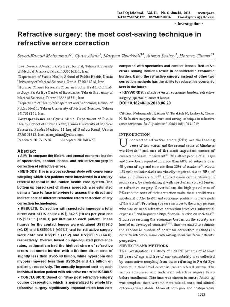 Refractive Surgery | PDF | Sensitivity Analysis | Glasses