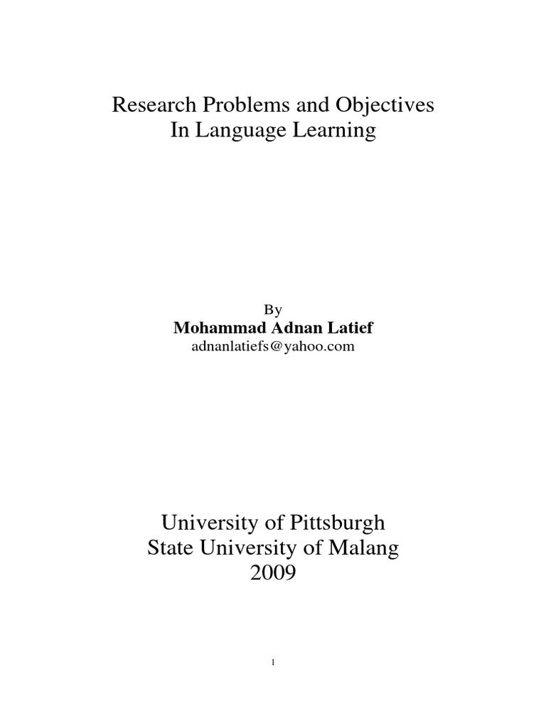 Research Problems in Language Learning | PDF | Question | Educational ...