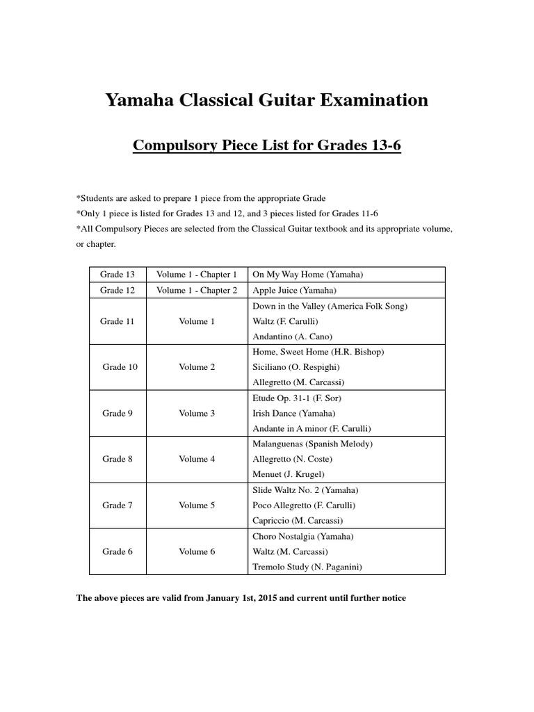 Compulsory Piece List PDF | PDF