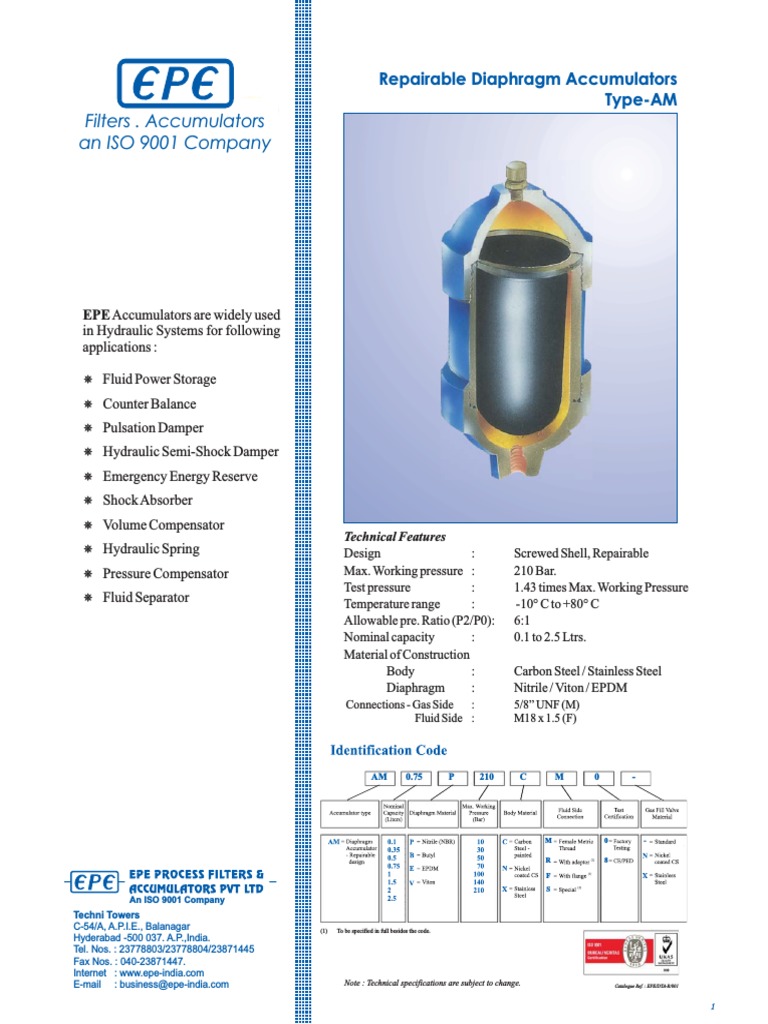 Accumulator Design Catalogue | PDF | Valve | Fluid Mechanics
