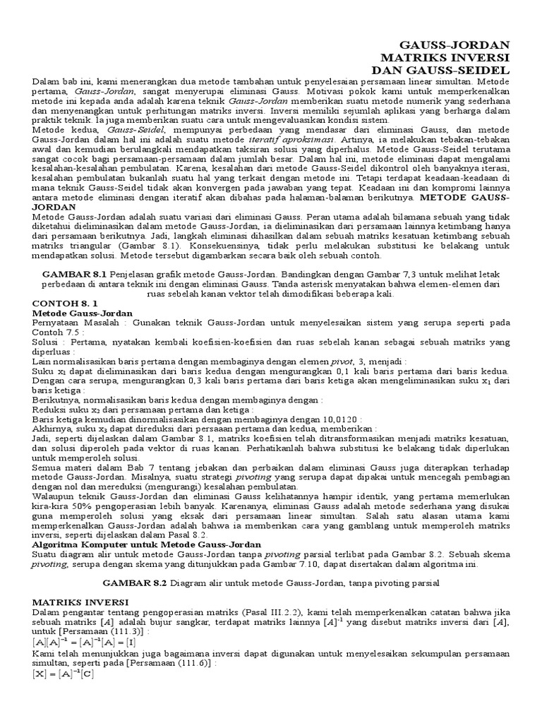 Metode Gauss-Jordan dan Inversi Matriks | PDF | Metode & Bahan Ajar