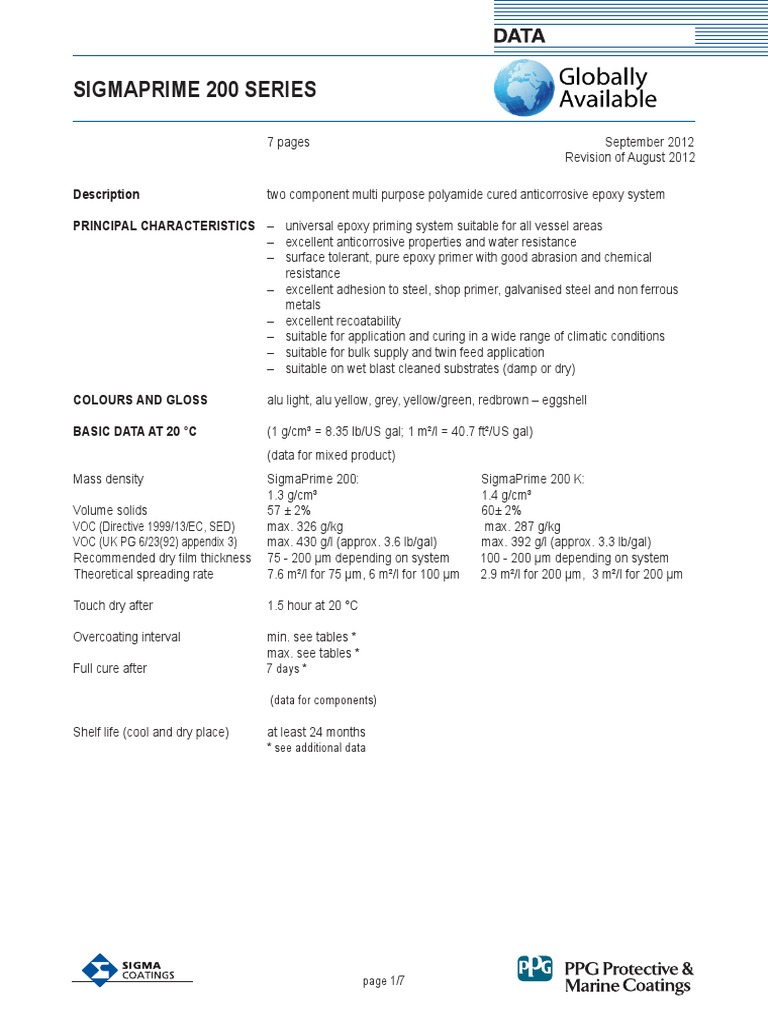 Sigma Prime 200 | Paint | Chemistry | Free 30-day Trial | Scribd