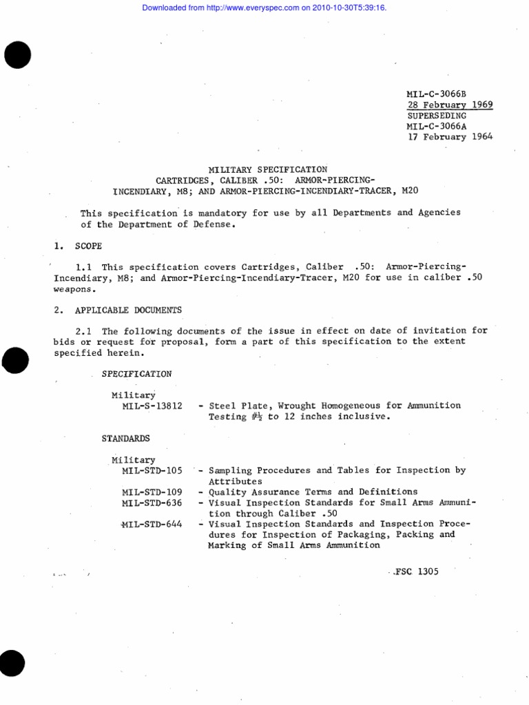 Mil C 3066B | PDF | Gun Barrel | Cartridge (Firearms)
