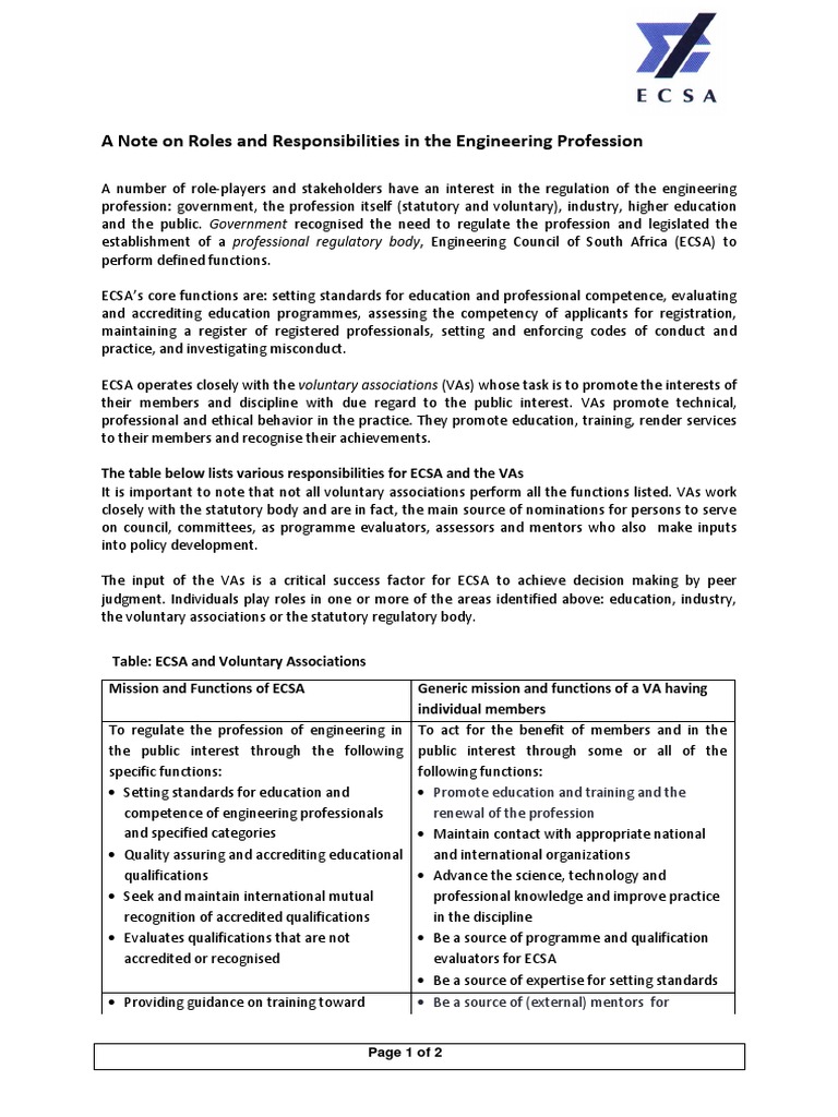 Engineering Regulation Roles Guide | PDF | Profession | Competence ...