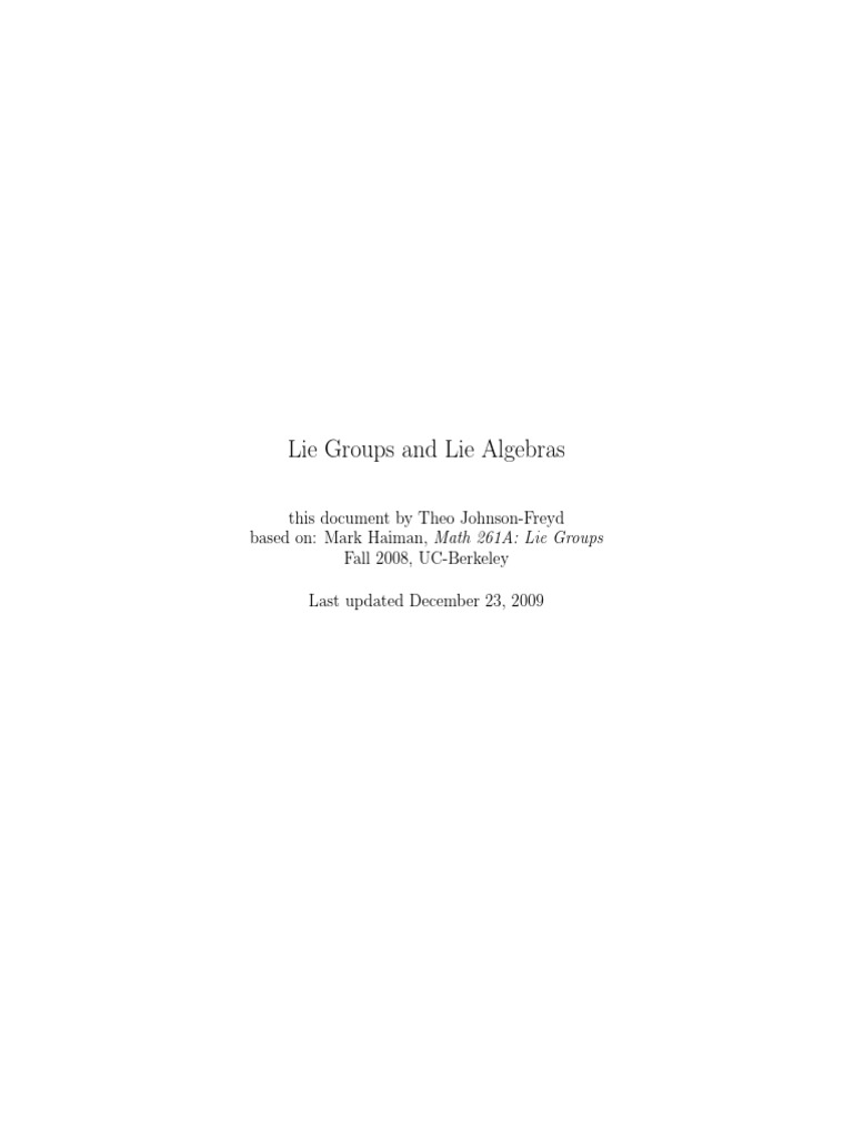 Algebra Lie | PDF | Differentiable Manifold | Lie Groups