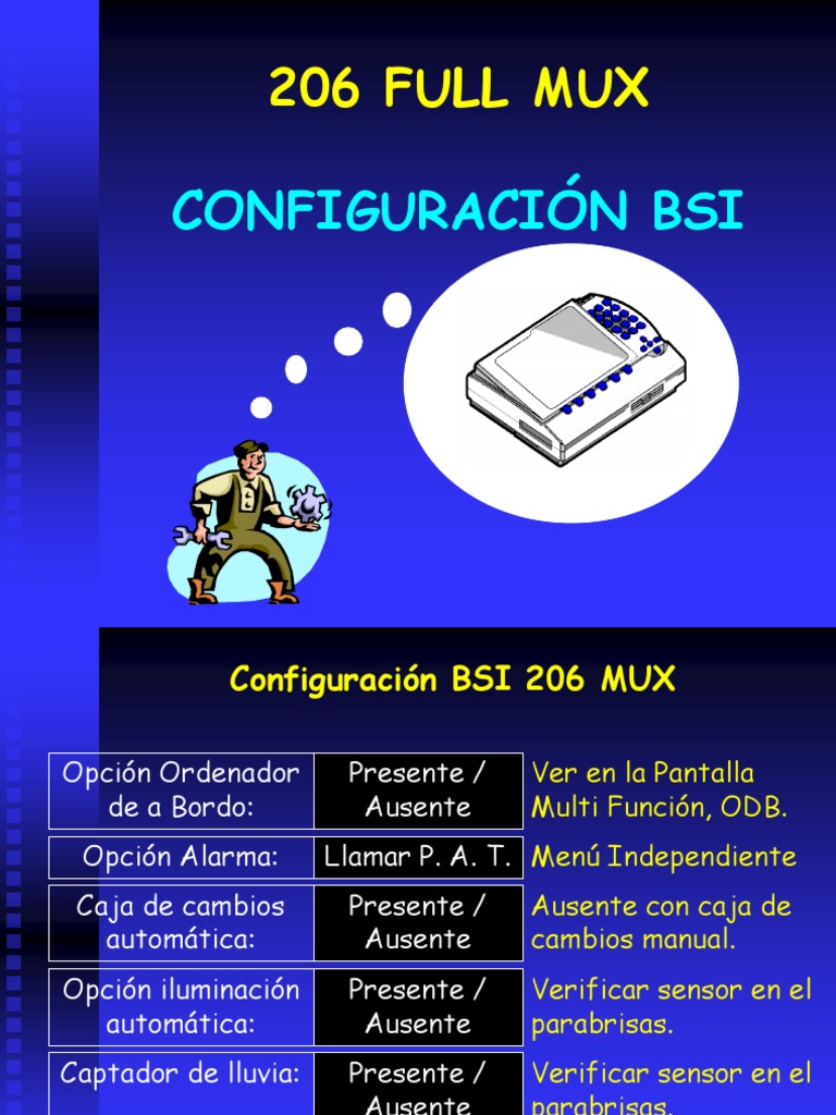 BSI 206 Full Mux - Configuración | PDF | Tecnología de vehículos ...