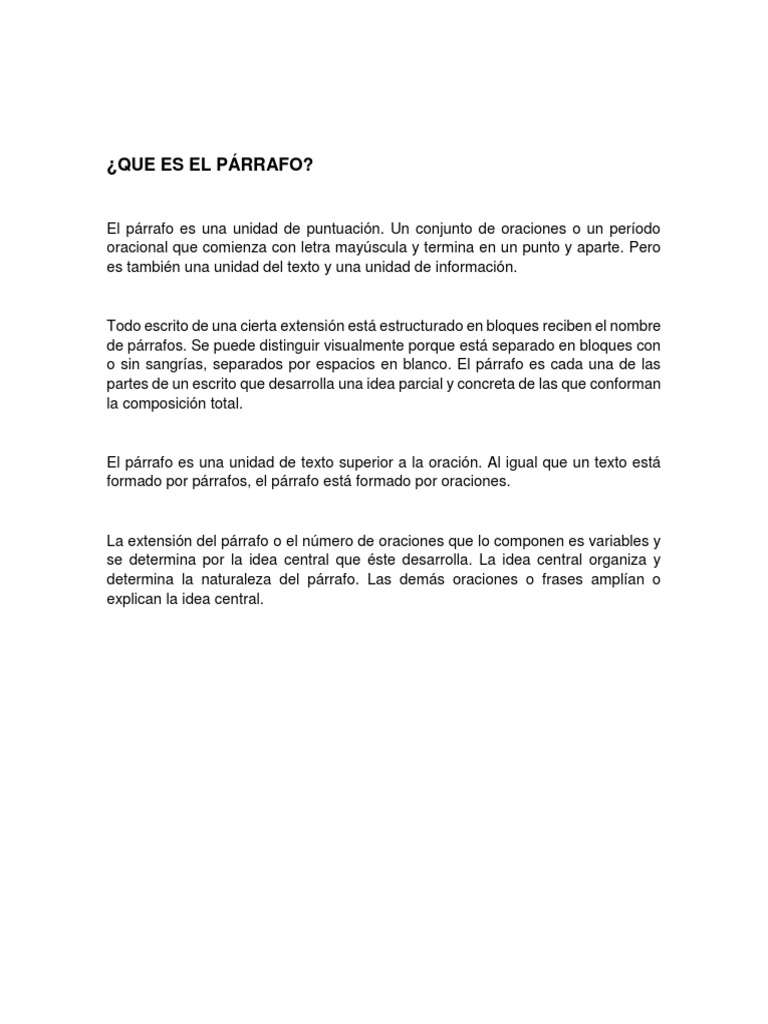 Definición y Tipos de Párrafo | PDF | Párrafo | Oración (Lingüística)