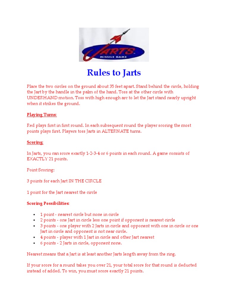 Rules To Jarts: Playing Turns | PDF