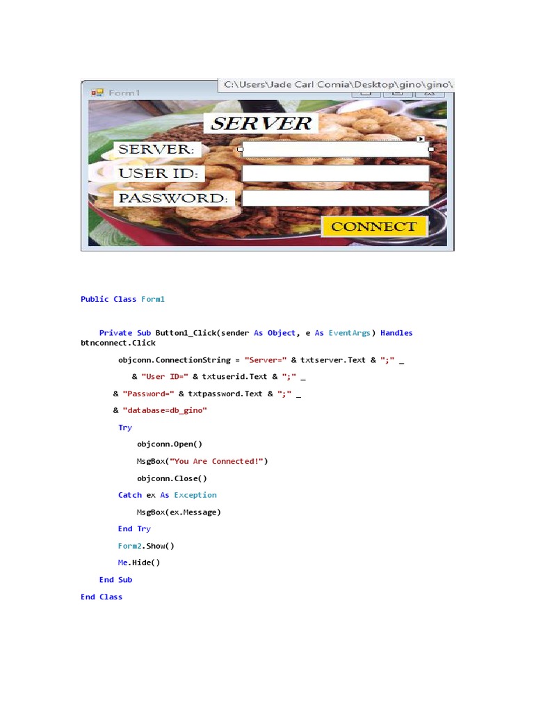 Public Class: Form1 | PDF | Password | User (Computing)
