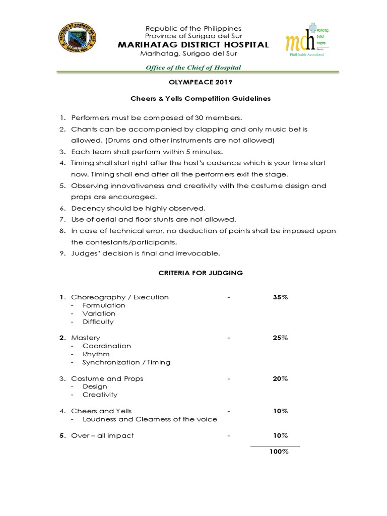Olympeace 2019 Cheers and Yells Competition Guidelines: Rules for ...