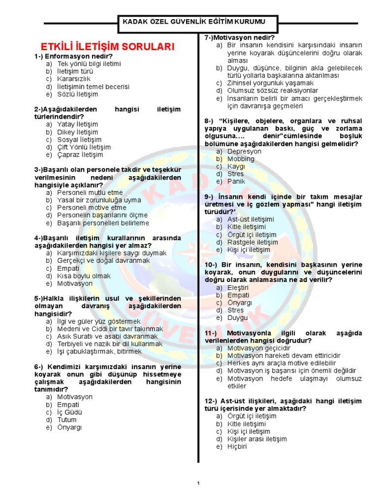 Etkili - Iletisim.sorulari 1 | PDF