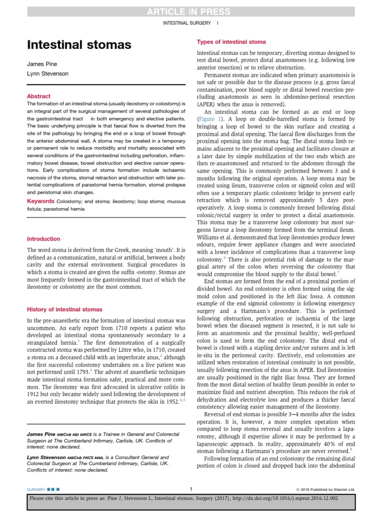 Intestinal Stomas: Types of Intestinal Stoma | PDF | Small Intestine ...