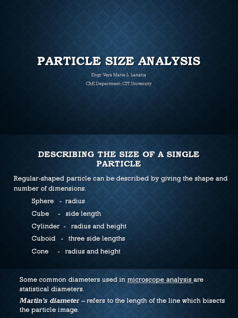 A Comprehensive Guide to Particle Size Analysis: Describing Single ...