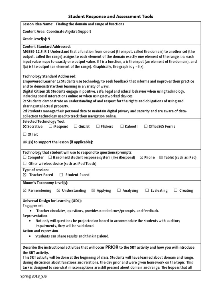 Itec 3300 Student Response Tools Lesson Idea | PDF | Function ...