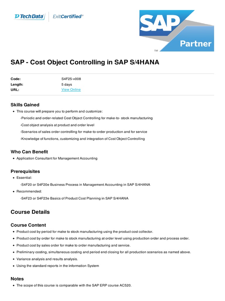 Cost Object Controlling in Sap S4hana | PDF