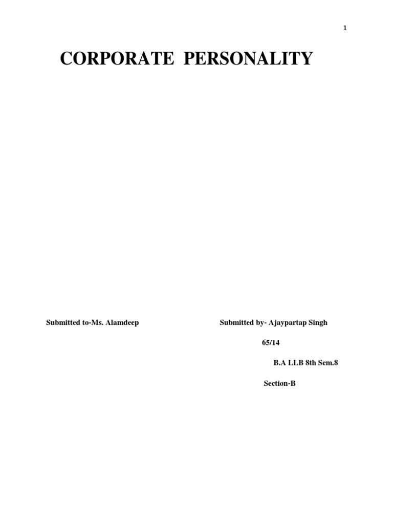 Concept of Corporate Personality | PDF | Corporations | Ownership