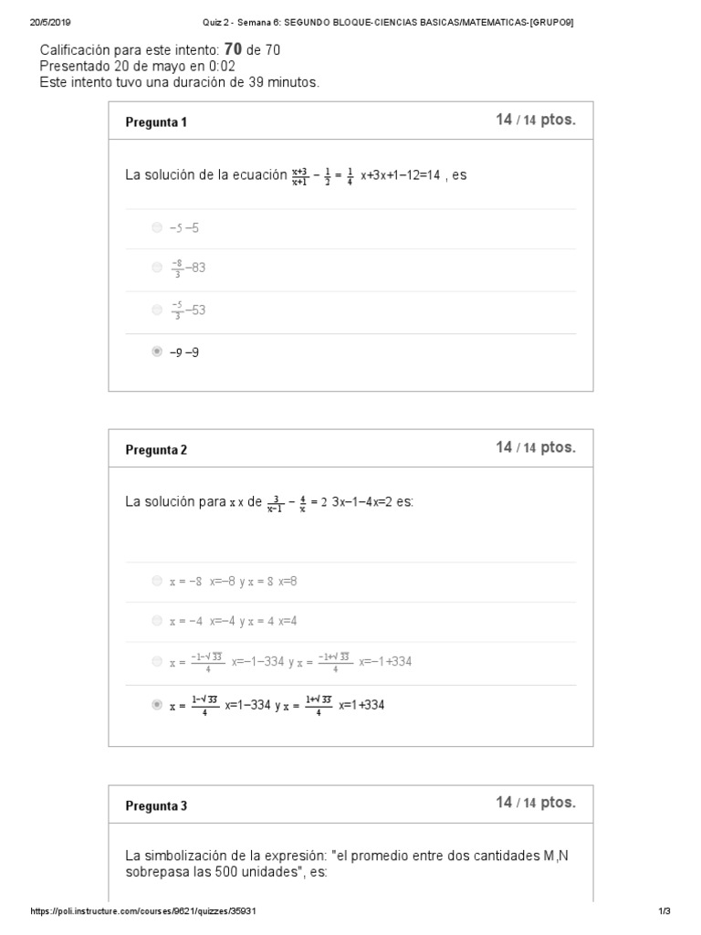 Quiz 2 - Semana 6 - Segundo Bloque-Ciencias Basicas - Matematicas - (Grupo9) | PDF | Objetos ...