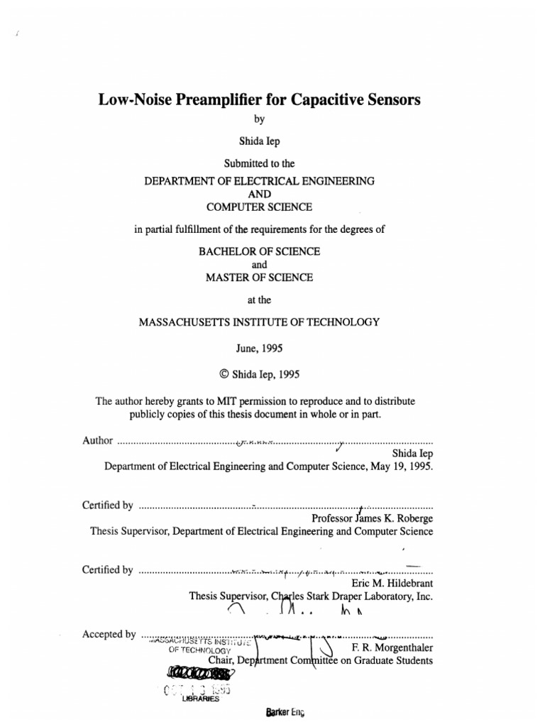 Low - Noise Preamplifier For Capacitive Sensors: June, 1995 | PDF | Amplifier | Operational ...