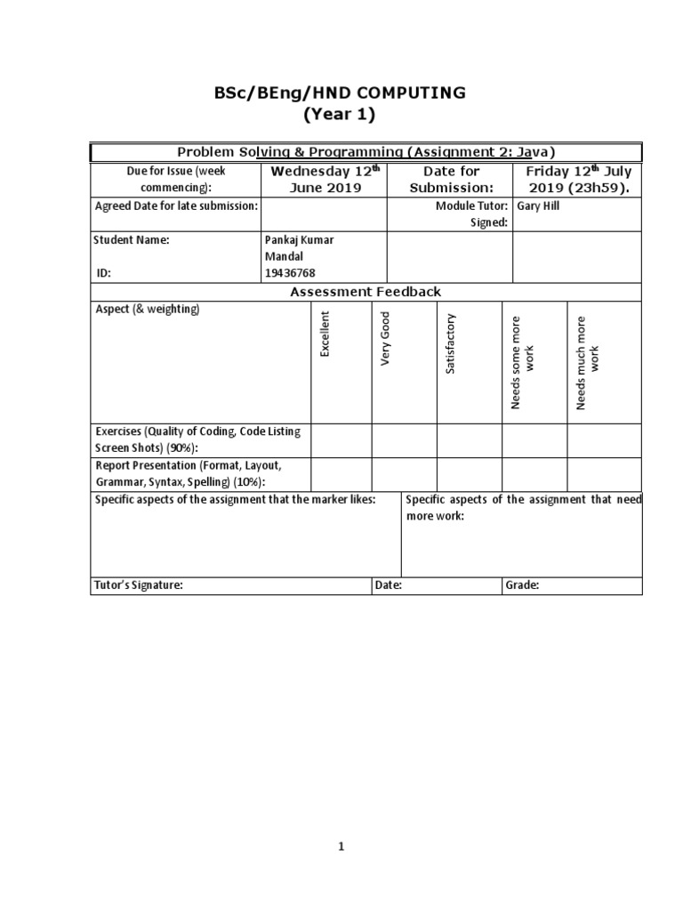 Bsc/Beng/Hnd Computing (Year 1) | PDF | Integer (Computer Science) | Computer Programming