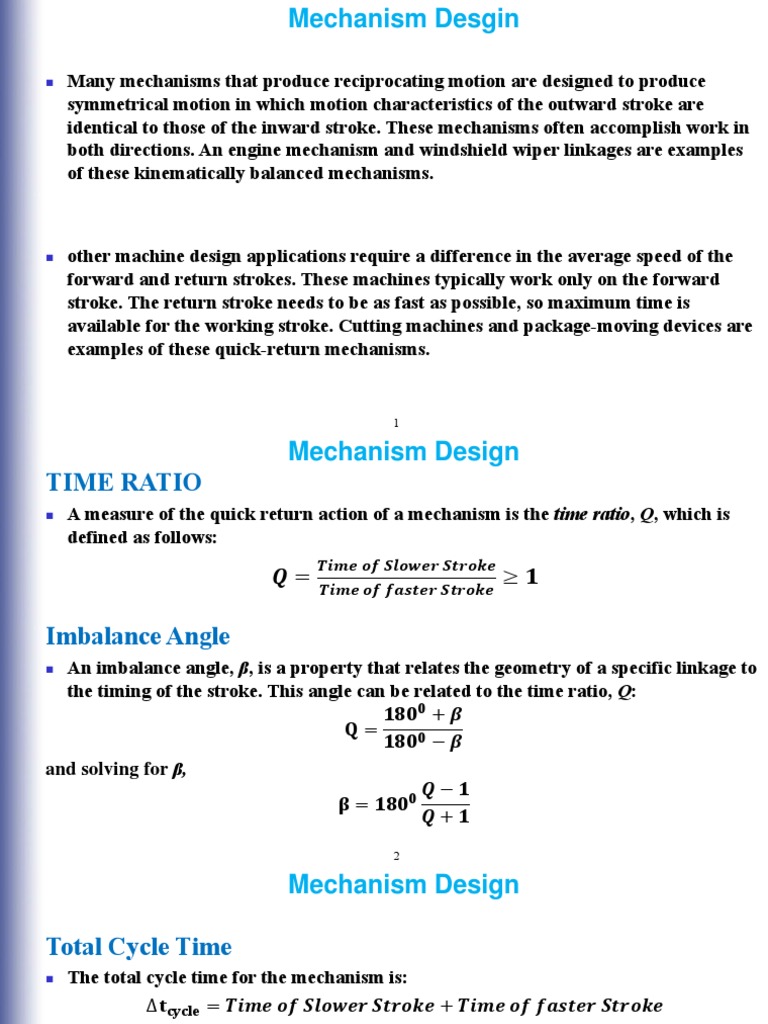 Mechanism Design: Quick Return, Timing Charts | PDF | Acceleration ...