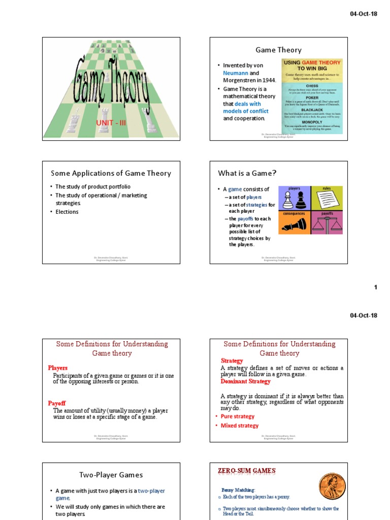Game Theory: Unit - Iii | PDF | Game Theory | Economics Of Uncertainty
