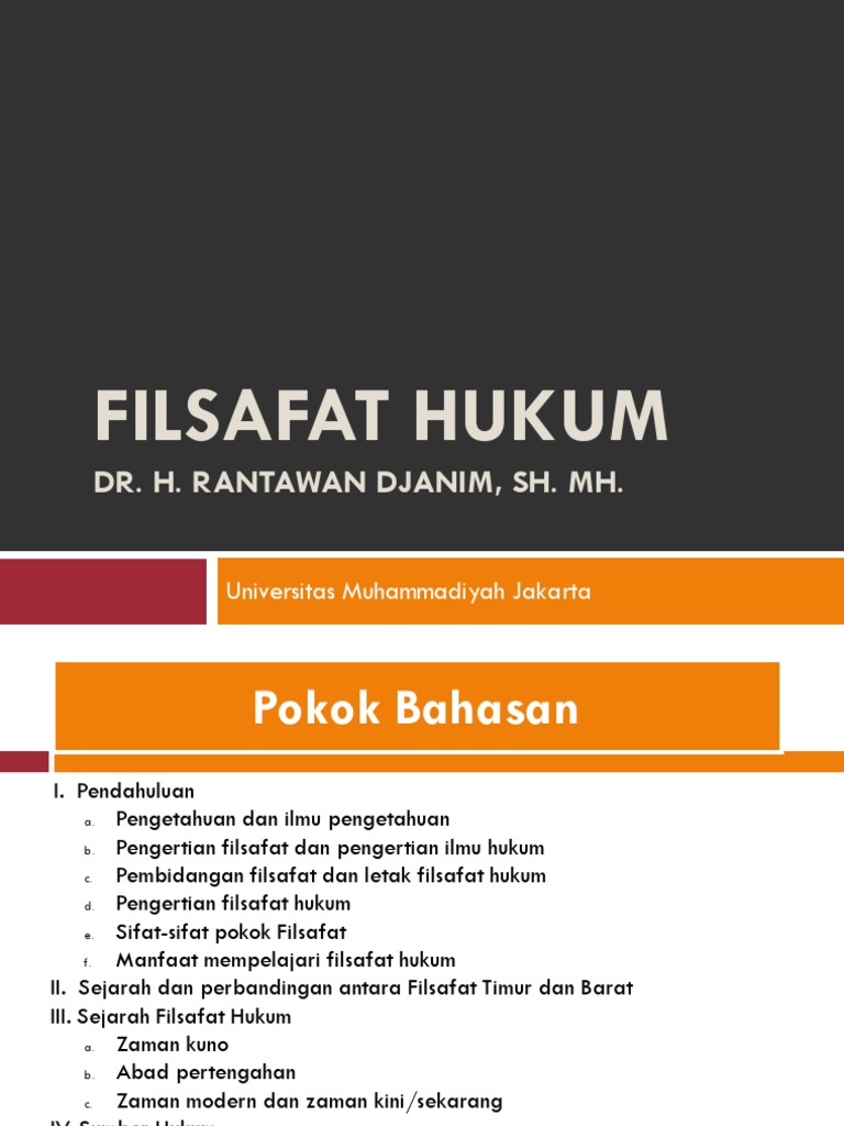 Pengertian dan Pokok Filsafat Hukum | PDF | Filsafat