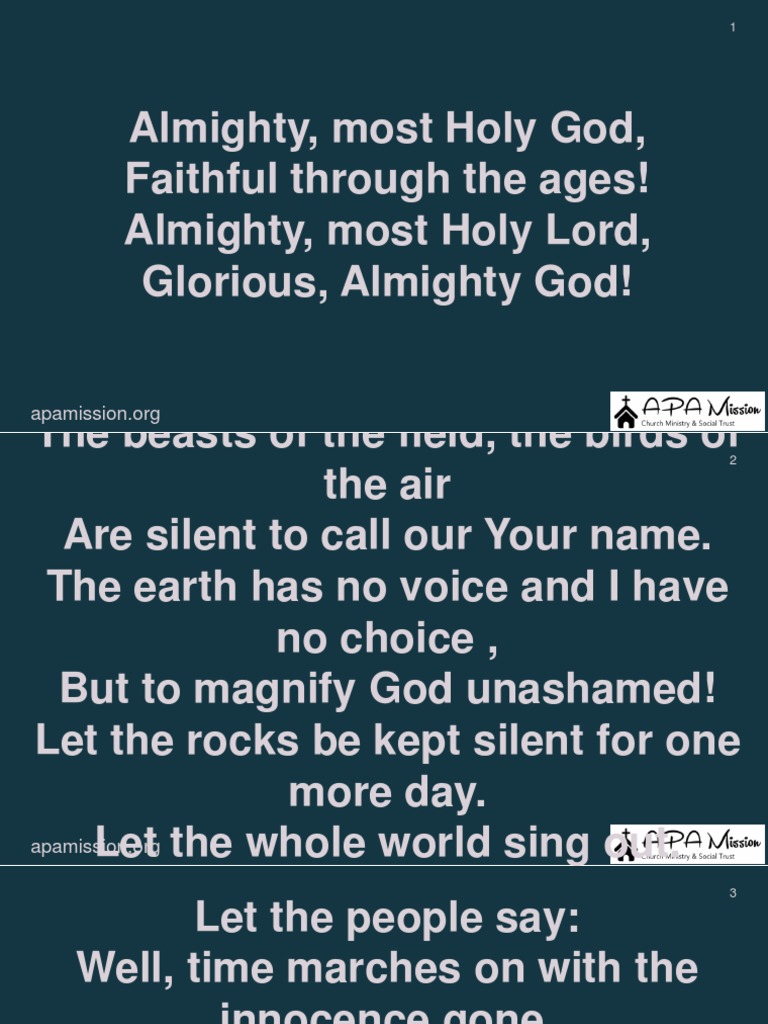 Almighty, Most Holy God, Faithful Through The Ages! Almighty, Most Holy ...